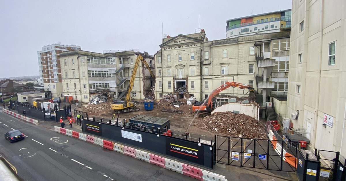 Demolition works begin on the Barry Building at Royal Sussex County ...